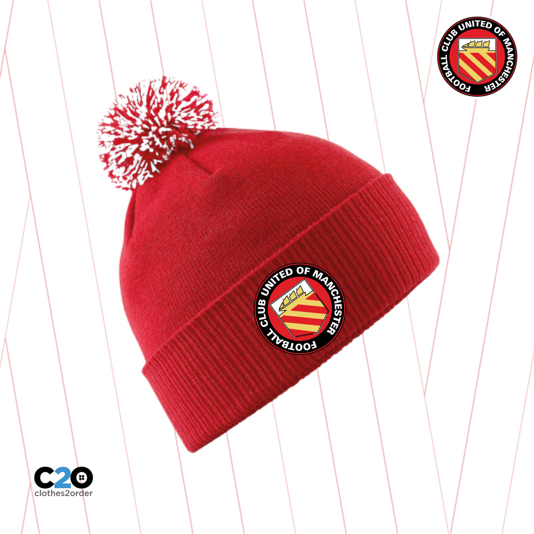 Club Crest Chaddy Beanie - Red/White – FC United of Manchester
